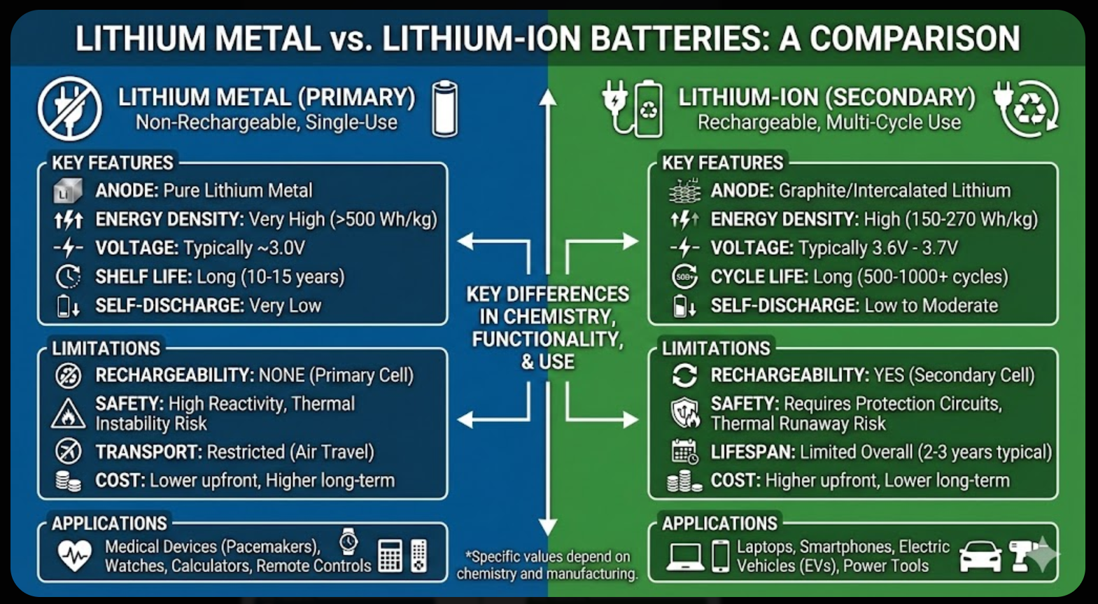 Lithium Metal vs Lithium-ion Batteries ：What is Differences